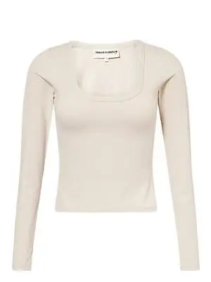 THE COUTURE CLUB Sculpting Scoop-neck Stretch-jersey Top - Bone