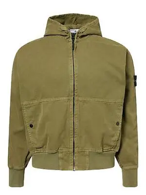 Stone Island Panama Cotton Hooded Zip-up Jacket - Military Green