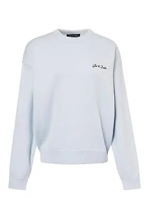 RU & ROCKA Brand-embroidered Round-neck Jumper - Baby Blue