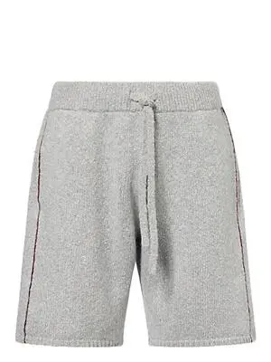 THE ELDER STATESMAN Contrast-piping Cashmere Shorts - Heather Grey W/ Port