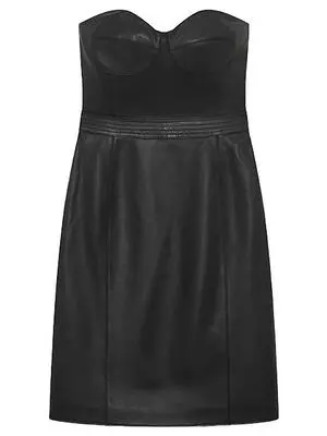 The Kooples Strapless Corset-effect Mini Leather Dress - Black