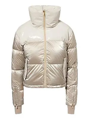 MY SUNDAY SKI Cropped Bomber Ski Jacket - Champagne Shimmer