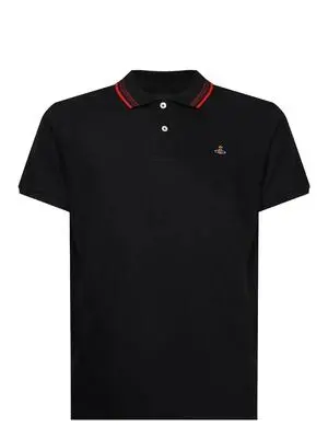 VIVIENNE WESTWOOD Striped-collar Polo Shirt - Black