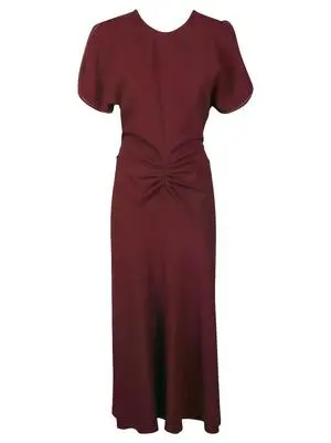 Victoria Beckham Gathered-detail Midi Dress - Red