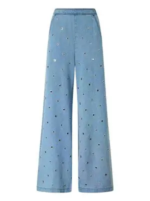Pinko Grommet-embellished Palazzo Pants - Blue
