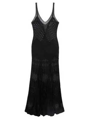 Blumarine Patterned V-neck Maxi Dress - Black