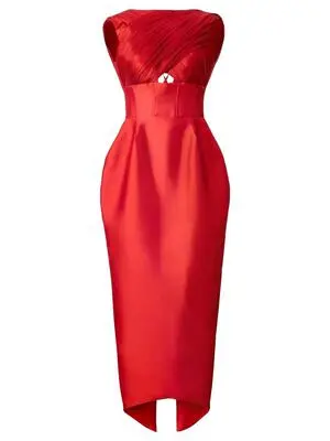 ARAFTU Cut-out Pleated Midi Dress - Red