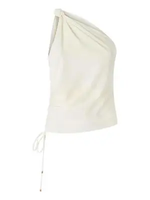 Pinko One-shoulder Ruched Top - Neutrals