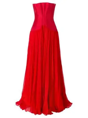 ARAFTU Corset Tie-fastening Maxi Dress - Red