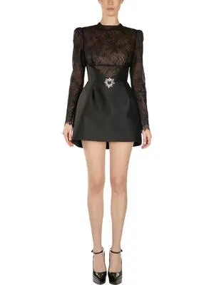 ARAFTU Lace-detail Mini Dress - Black