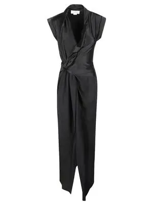 Victoria Beckham Asymmetric Midi Dress - Black