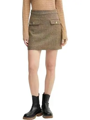 Barbour Sophia Flap-pocket Houndstooth Mini Skirt - Brown