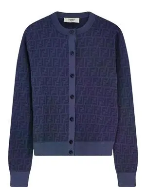 Fendi Ff-pattern Buttoned Cardigan - Blue