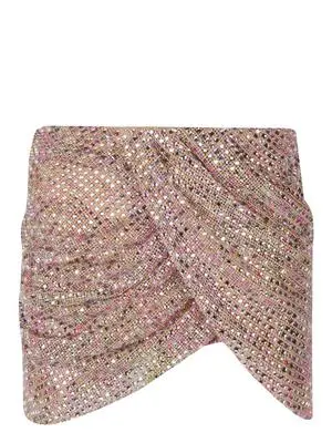 SELF-PORTRAIT Crystal-embellished Mini Skirt - Pink