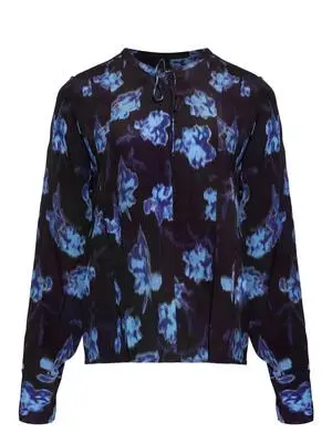 Rag & Bone Floral-print Long-sleeve Blouse - Black