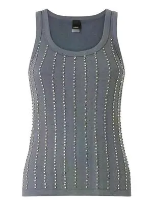 Pinko Embellished Ribbed Tank Top - Grey
