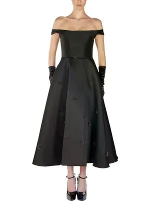 ARAFTU Embellished Off-shoulder Midi Dress - Black