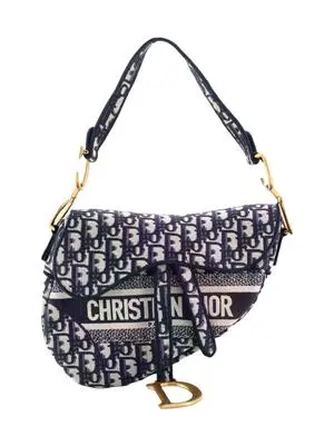 Dior Christian Dior Saddle Handbag Oblique Canvas Medium Blue
