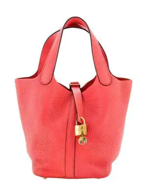 Hermès Picotin Lock Clemence Pm Bucket Bag - Red