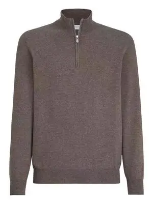 Brunello Cucinelli Half-zip Cashmere Sweater - Brown
