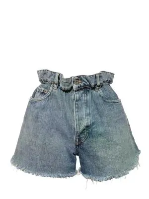 Miu Miu 2021 Logo Denim Shorts - Blue