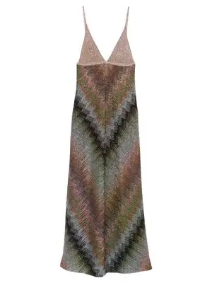 Missoni V-neck Chevron Maxi Dress - Brown