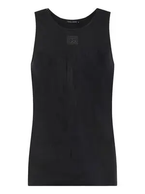 Dolce & Gabbana Ribbed Knit Tank Top With Logo - Black