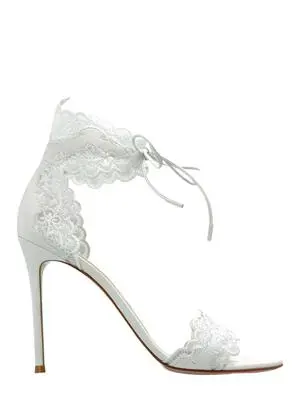 GIANVITO ROSSI Evie Ankle-tie Stiletto Sandals - White