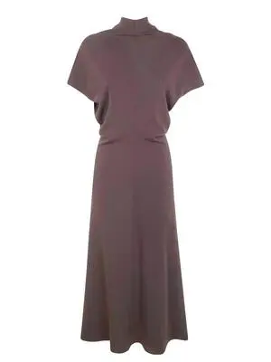 DRHOPE High-neck Midi Dress - Brown