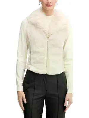 Guess Faux-fur Zip-up Jacket - Neutrals