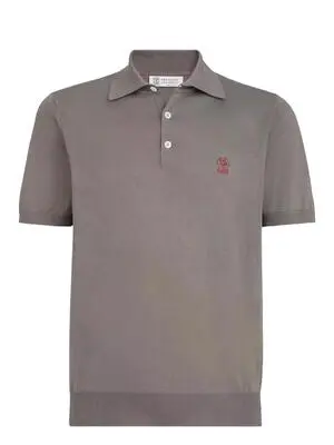 Brunello Cucinelli Logo-embroidered Polo Shirt - Grey
