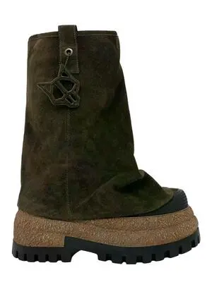 NAKED WOLFE Disturb Platform Boots With Logo Charm - Green