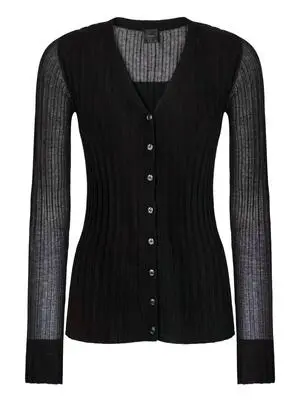 Pinko Ribbed Sheer-panel Cardigan - Black