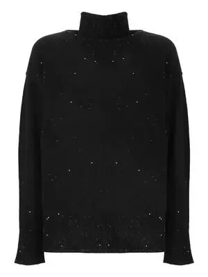 Lorena Antoniazzi Sequin Embellished Turtleneck Sweater - Black