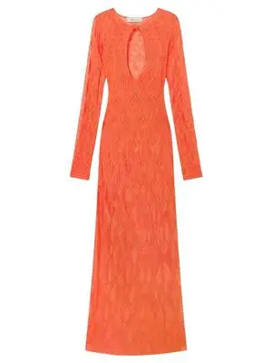 Blumarine Geometric Open-knit Maxi Dress - Orange