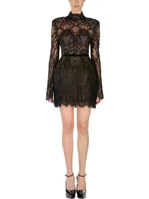 ARAFTU Beaded Open-back Mini Dress - Black