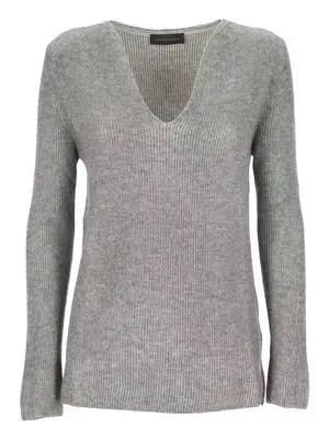 Lorena Antoniazzi V-neck Ribbed-knit Sweater - Grey