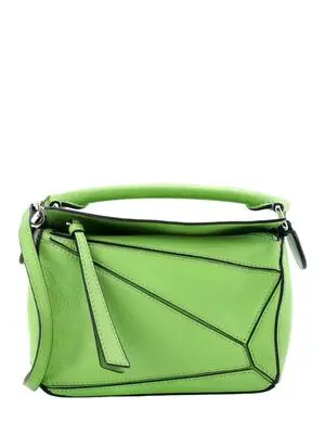 Loewe Puzzle Leather Mini Crossbody Bag - Green