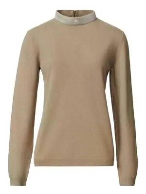 Fabiana Filippi Crystal-embellished Mock-neck Jumper - Brown