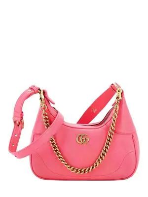 Gucci Aphrodite Zip Shoulder Leather Hobo Bag - Pink