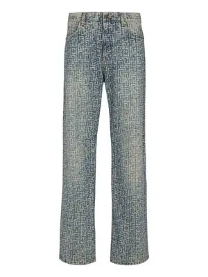 Balmain Monogram Relaxed Jeans - Blue