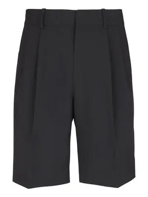 Balmain Virgin Wool Pleated Shorts - Black