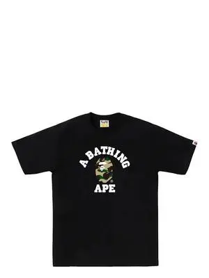 A BATHING APE 1st Camo College Tee Shirt - Black X Yellow