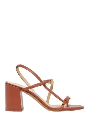 DOLCEVITA Leather Block Heel Sandals - Cognac Leather