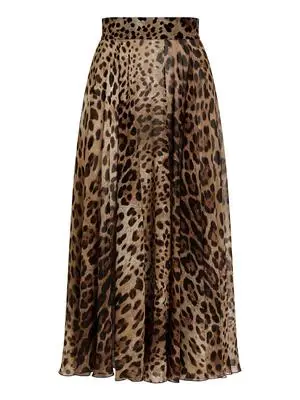 Dolce & Gabbana Leopard- Chiffon Circle Skirt - Print