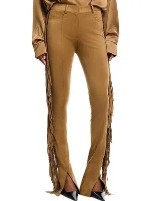 Norma Kamali Fringe Slim Jeans - Camel