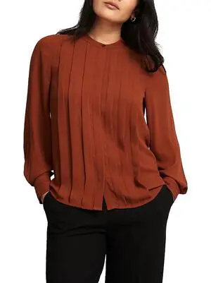 HOBBS LONDON Arizona Pleated Blouse - Copper Orange