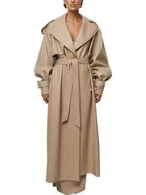 JLUXLABEL The Icon PU Leather Coat Beige