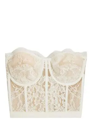 Alexander McQueen Cotton-blend Corded Lace Bustier Top - Cream