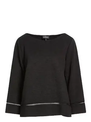 Emporio Armani Ribbed-knit Sweater With Tulle Trim - Black